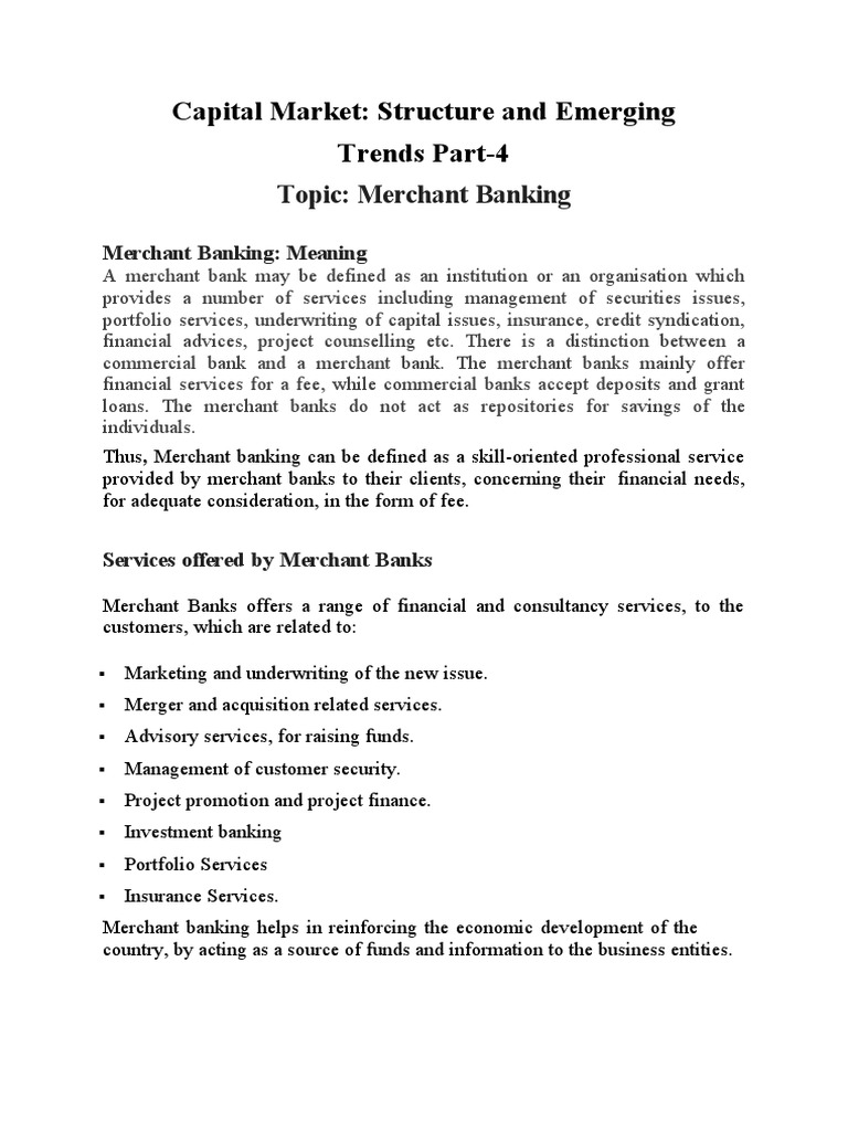 Capital Market - Part-4 - Merchant Banking | PDF | Banks | Securities ...