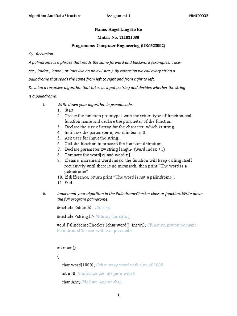 Algo Assignment Pdf String Computer Science Algorithms 1158