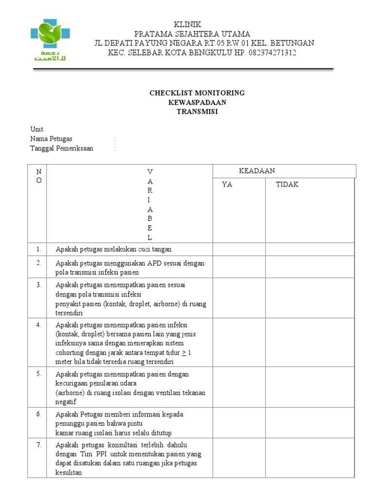 Form Monitoring Kewaspadaan - Transmisi | PDF