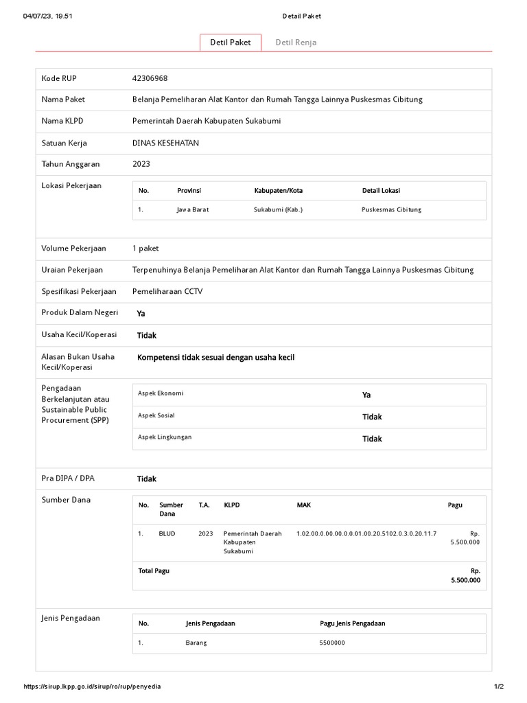 RUP - Penyedia Pemeliharan CCTV | PDF