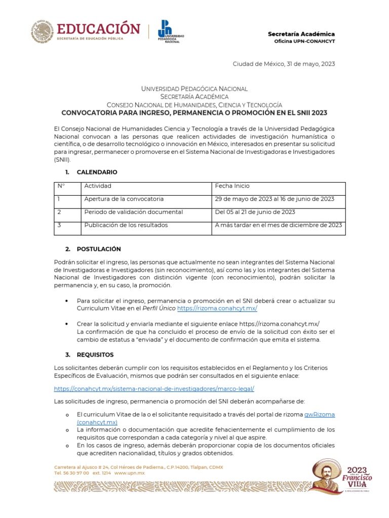 Convocatoria Snii - 2023 - Final | PDF