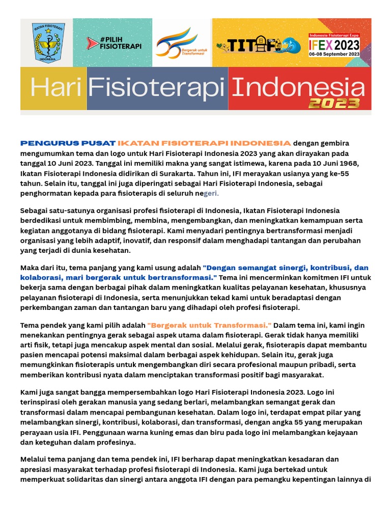 Hari Fisioterapi Indonesia 2023 | PDF