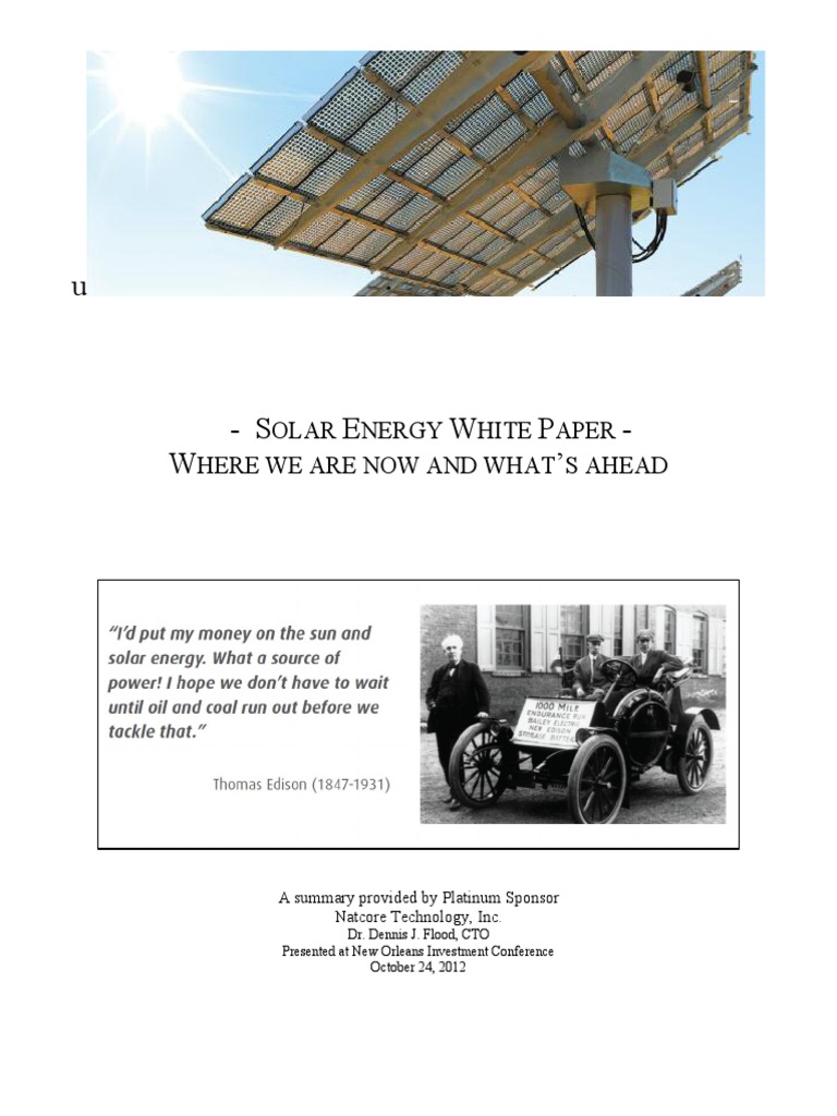 Solar Energy White Paper | PDF | Solar Cell | Photovoltaics
