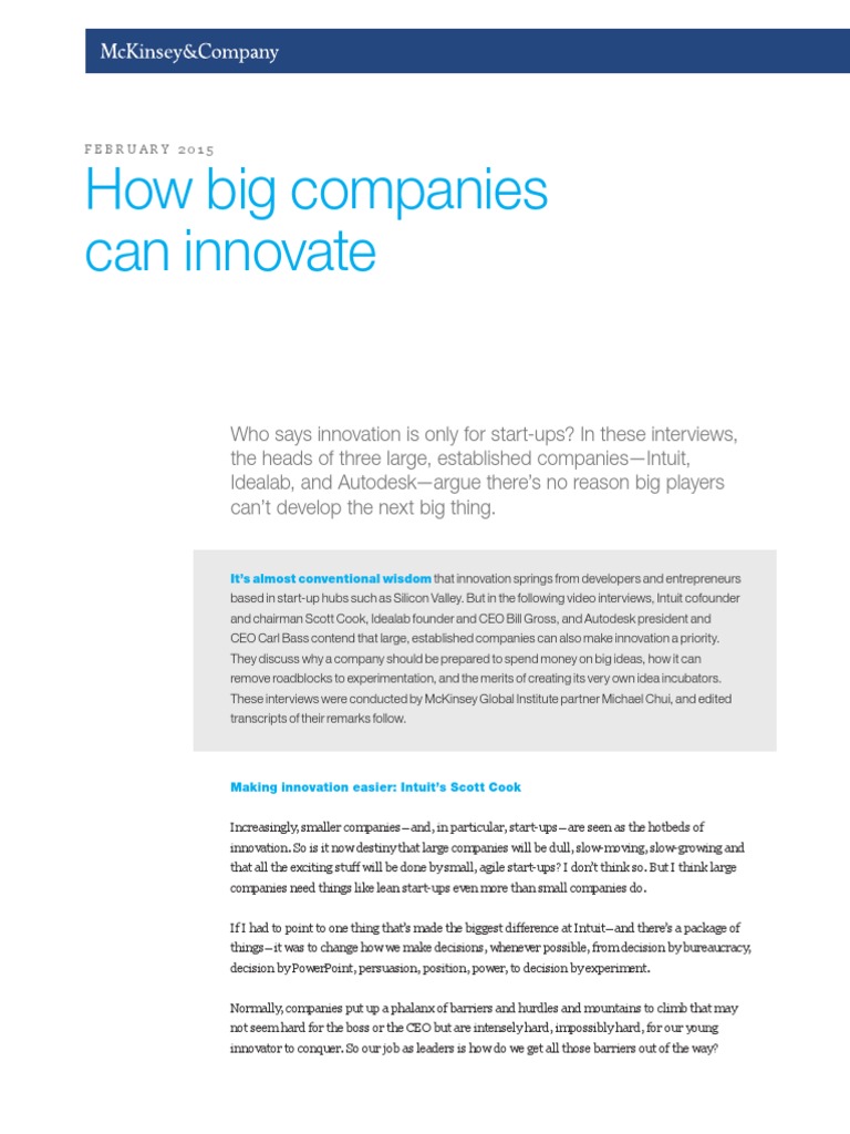 McKinsey How Big Companies Can Innovate | PDF | Startup Company | Small ...