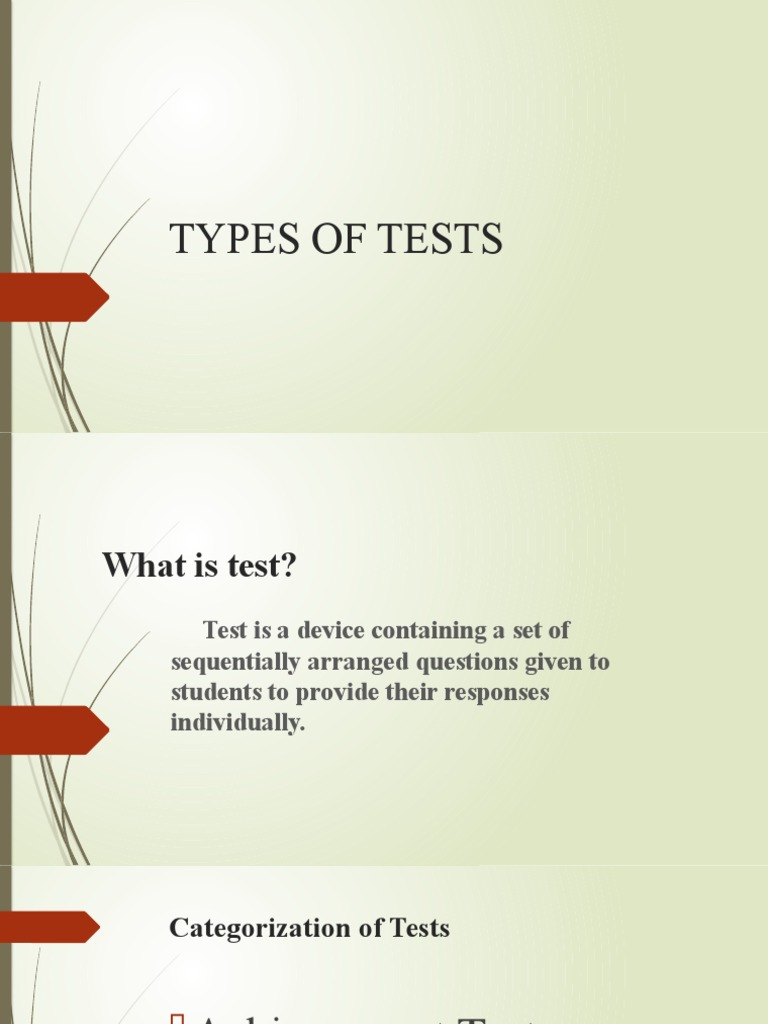 Types of Tests | PDF | Cognition | Cognitive Science