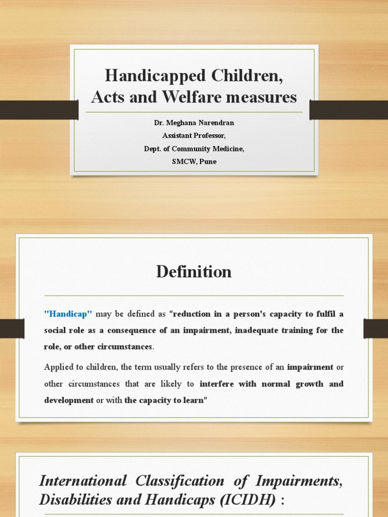 Handicapped Children, Acts and Welfare Measure, Phase III | PDF ...