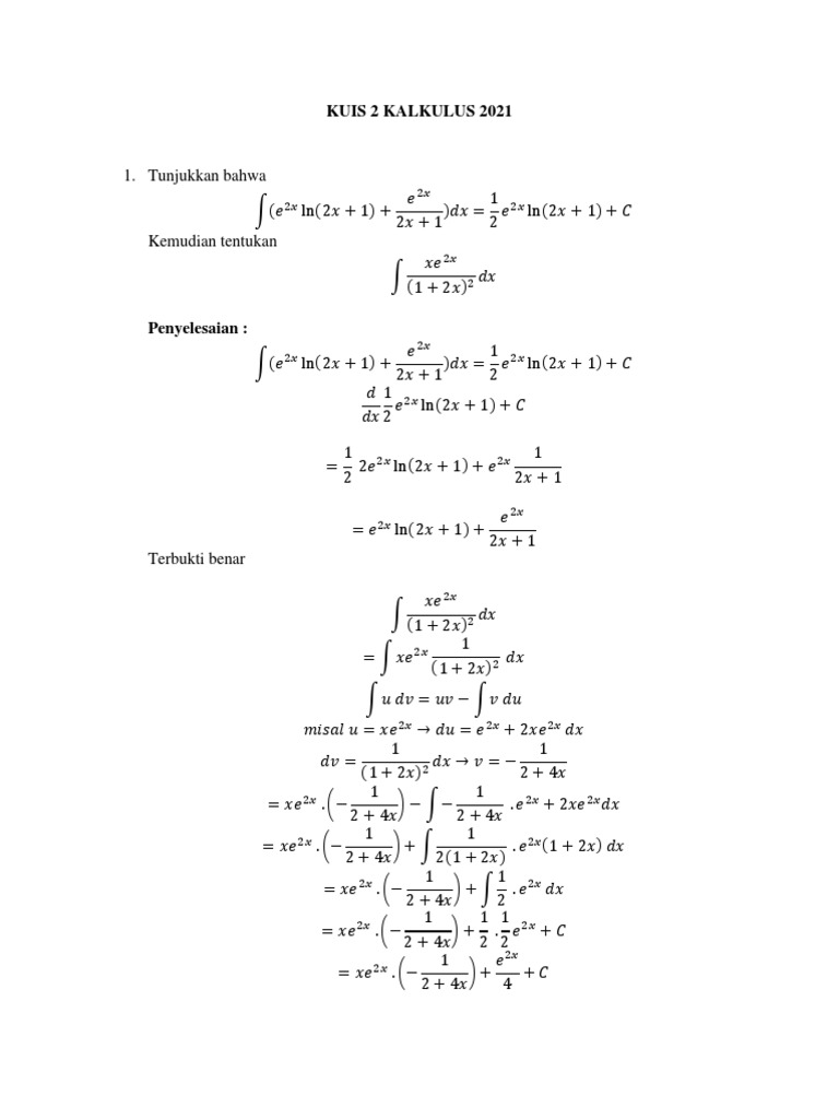 Kuis 2 Kalkulus 2021 | PDF