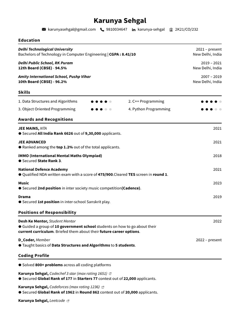Karunya Sehgal Final Resume | PDF | Computing