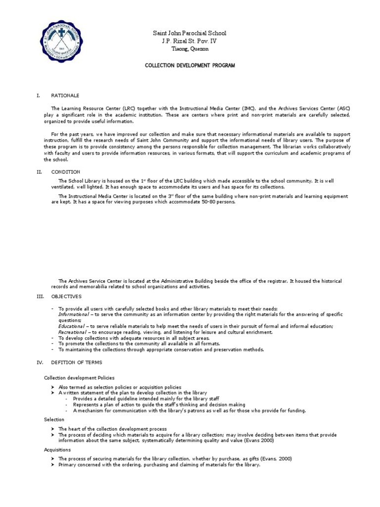 Collection Development Policy | PDF | Libraries | University Of Connecticut