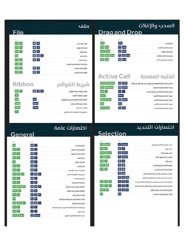 اختصارات الإكسيل | PDF