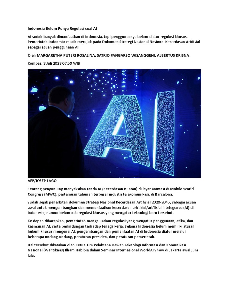 Indonesia Belum Punya Regulasi Soal AI | PDF