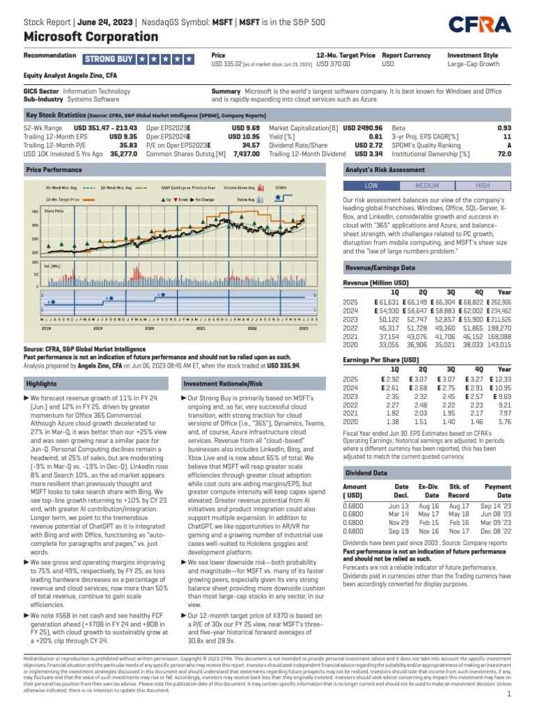 CFRAStock Report | PDF | Microsoft | Cloud Computing