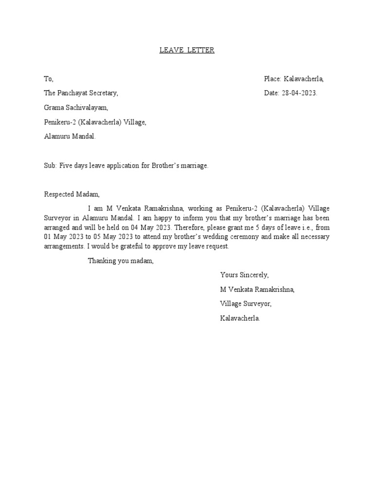 RK - Leave Letter | PDF