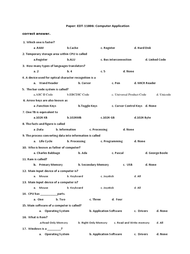 Computer Application PDF | PDF | Computer Data Storage | Operating System Computer Application PDF | PDF | Computer Data Storage | Operating System