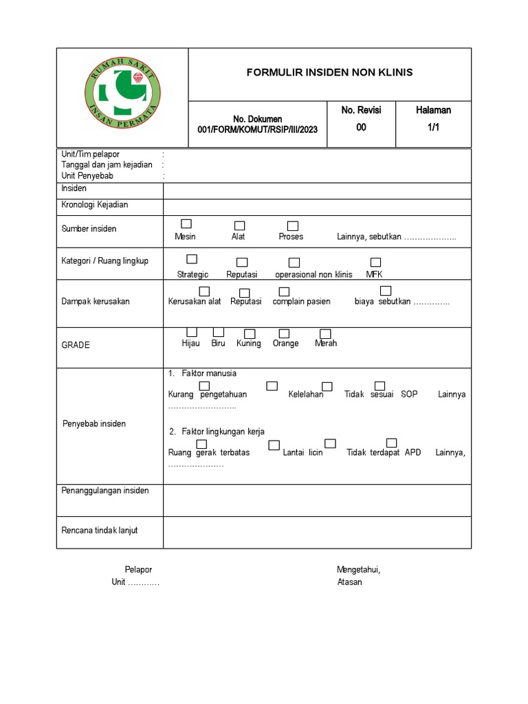 Formulir Insiden Non Klinis RSIP | PDF