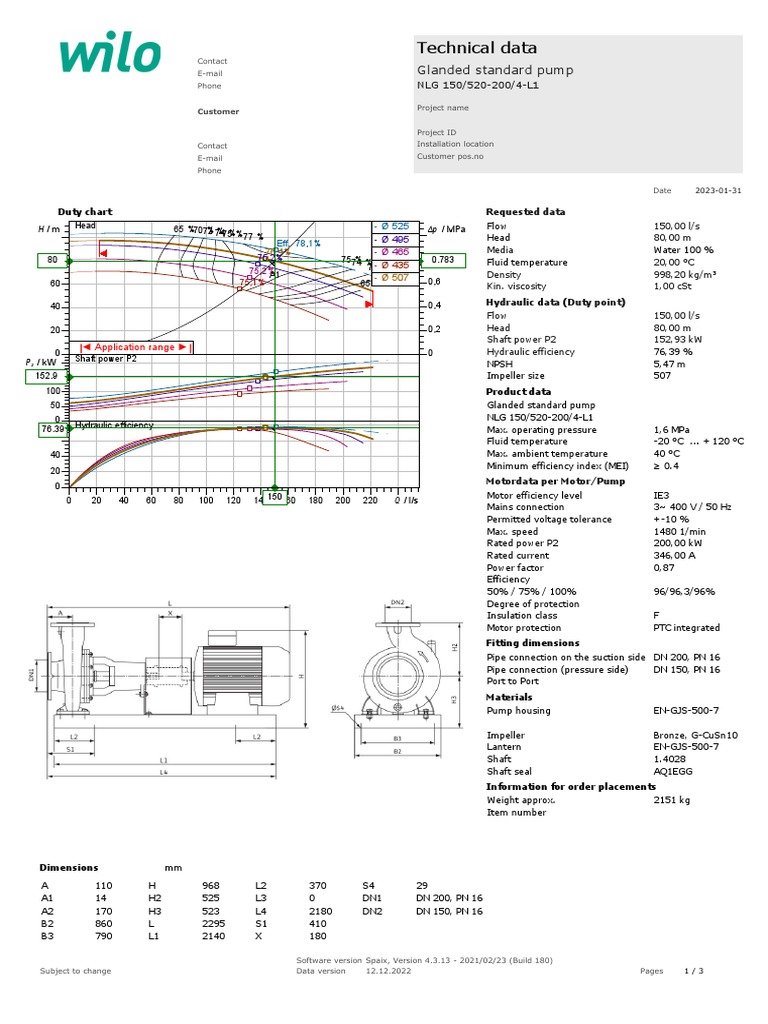 Technical Data: Glanded Standard Pump | PDF | Pump | Chemical Engineering