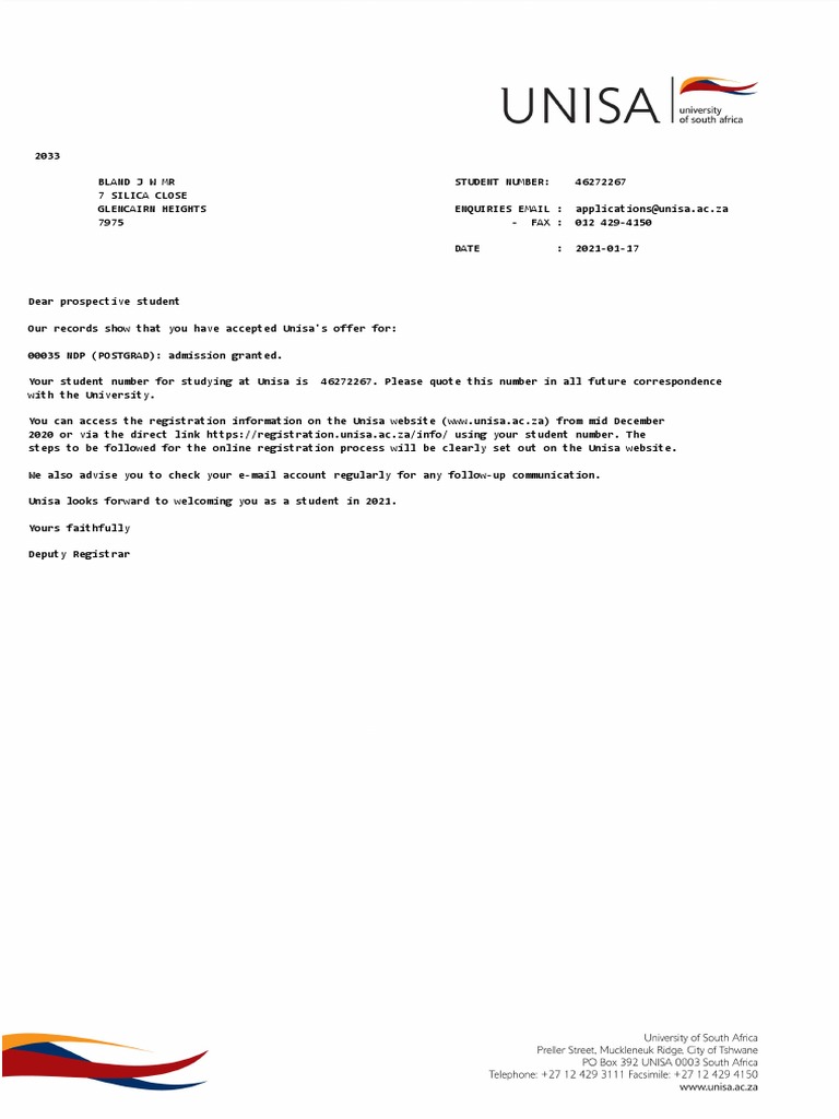 Unisa Application 46272267 (1) | PDF