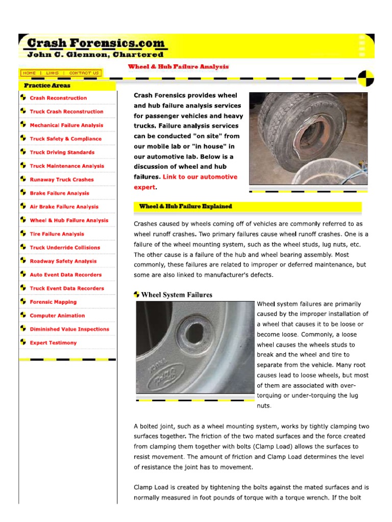 Wheel and Hub Failure Analysis | PDF