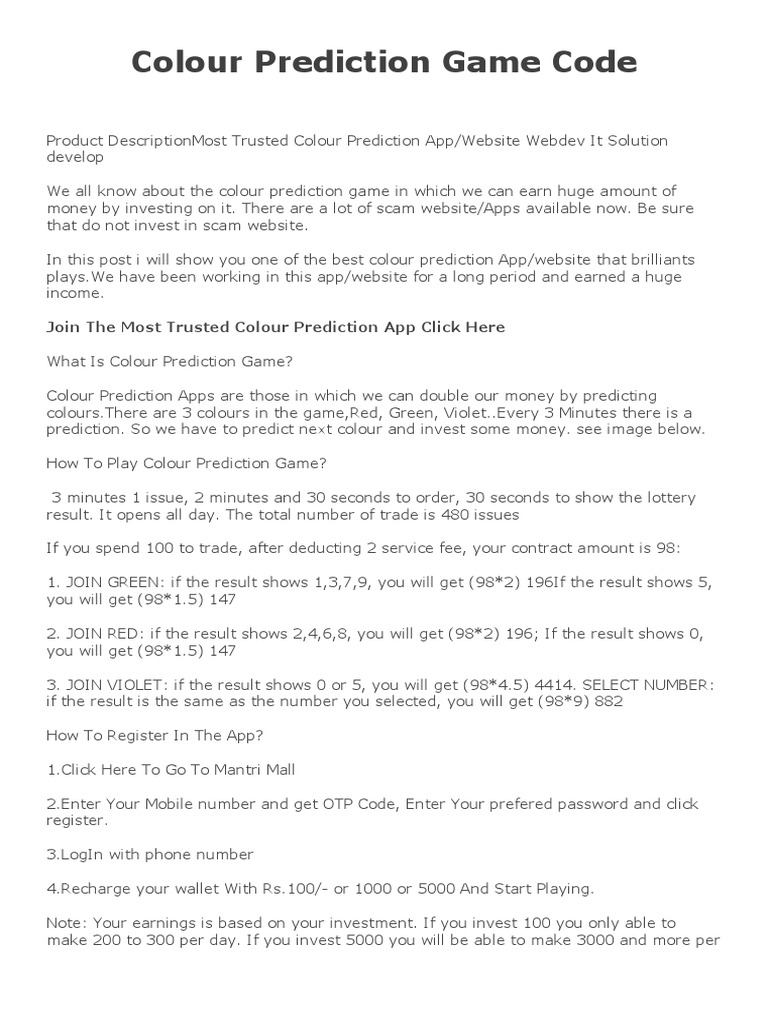 Color Prediction Game Developer | PDF