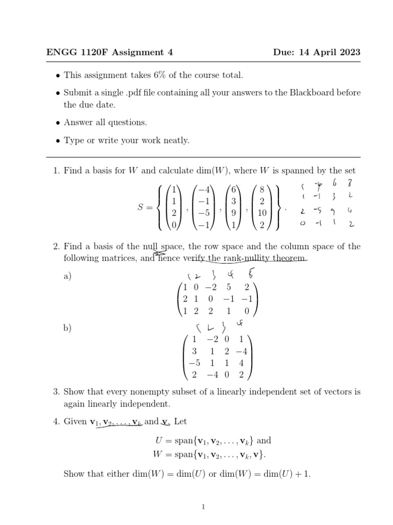 HW 4 | PDF | Matrix (Mathematics) | Mathematical Concepts