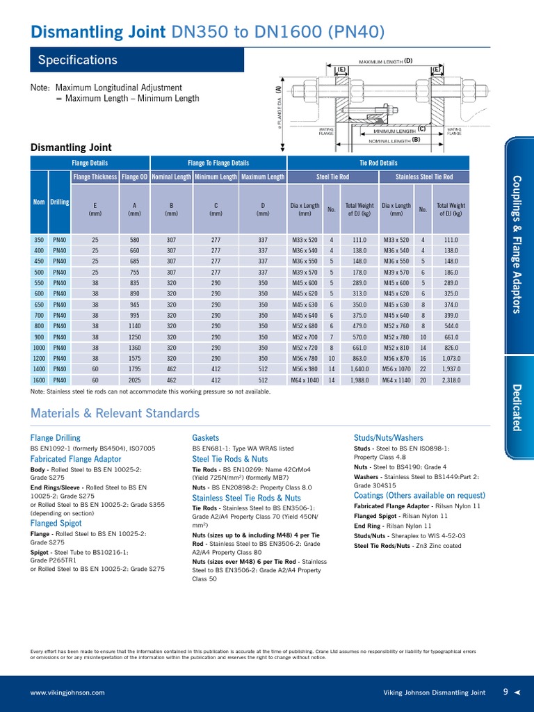 Dismantling Joint DN350 To DN1600 PN40 VJ DS | PDF | Building Materials ...