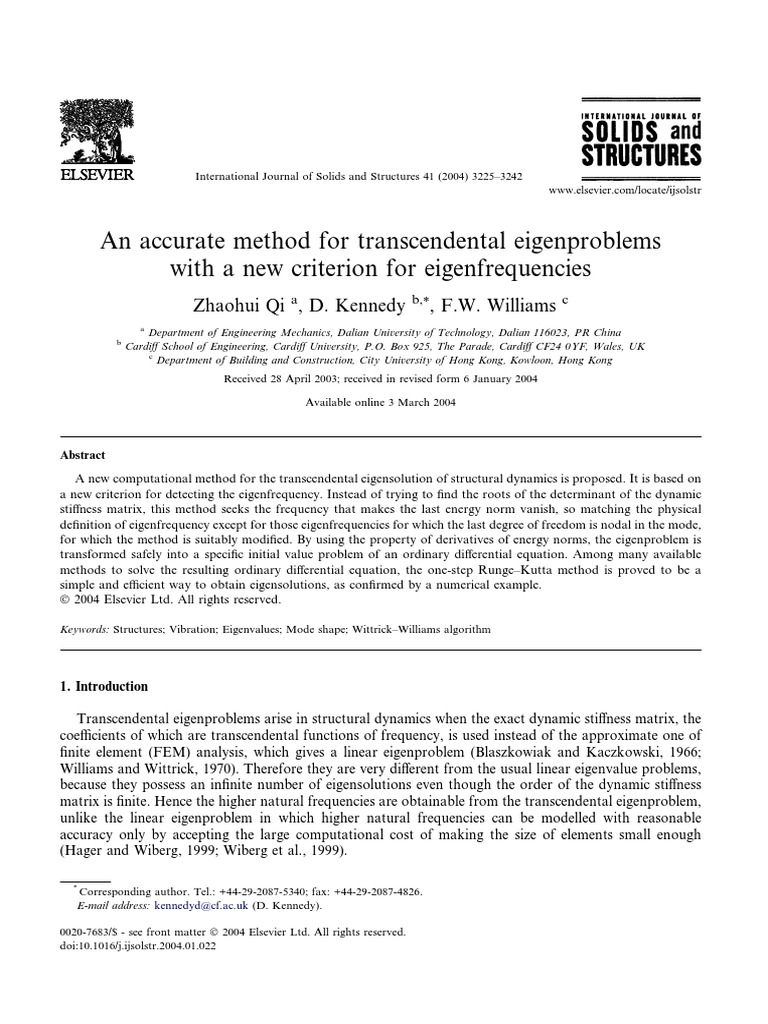 An Accurate Method For Transcendental Eigenproblems | PDF | Eigenvalues And Eigenvectors ...
