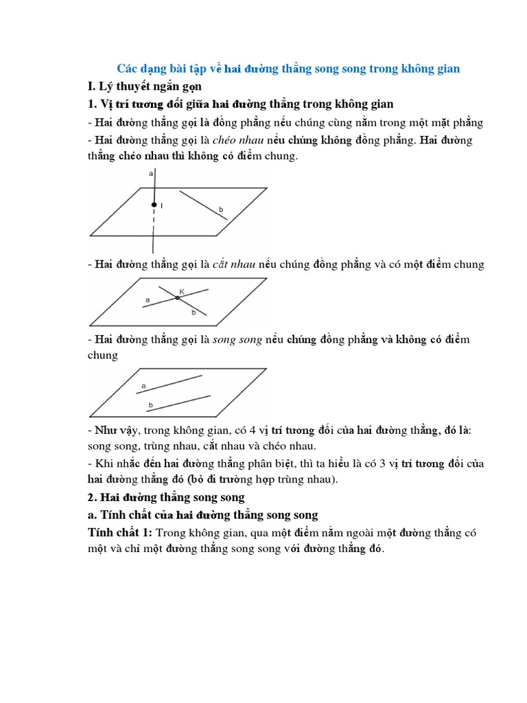 Hai Duong Thang Song Song Trong Khong Gian Va Cach Giai Bai Tap Toan L | PDF