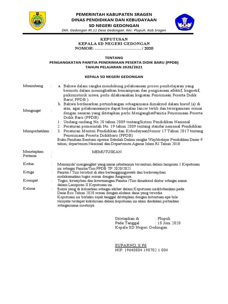 SK PPDB 2020-2021 | PDF