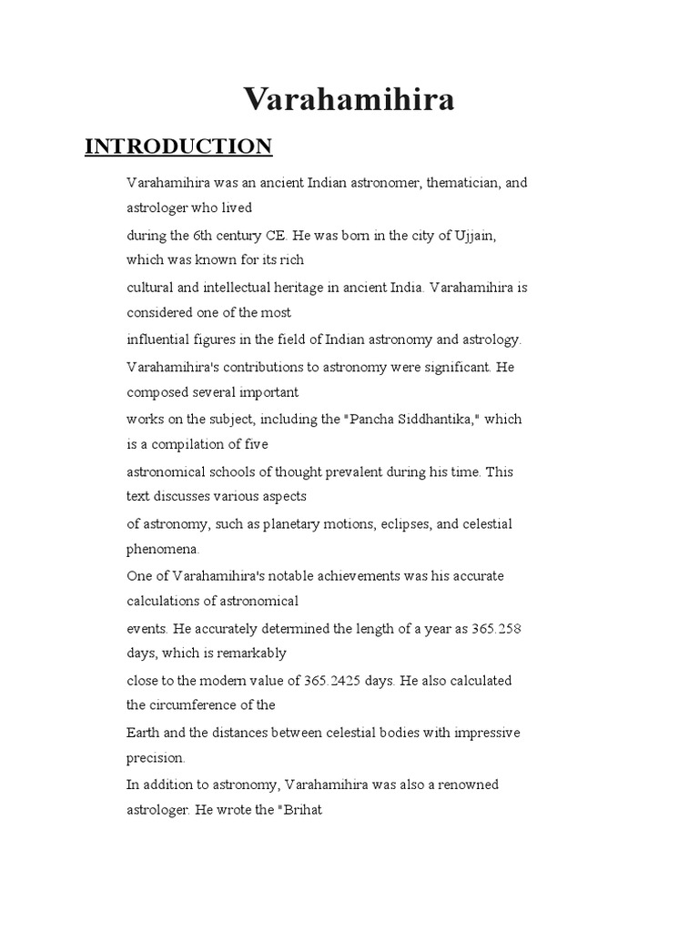 Varahamihira | PDF | Science | Astronomy