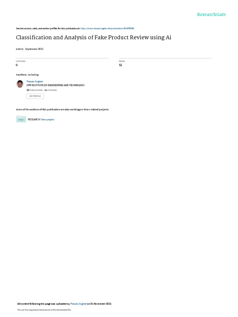 AI in Detecting Fake Reviews | PDF | Logistic Regression | Regression ...