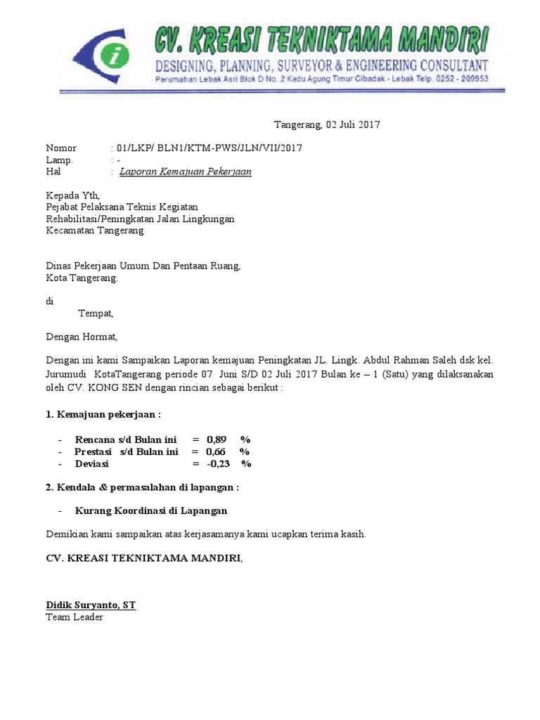 Surat Progres | PDF Surat Progres | PDF