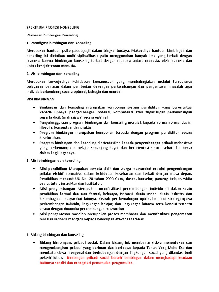 Spektrum Profesi Konseling | PDF | Karier & Perkembangan