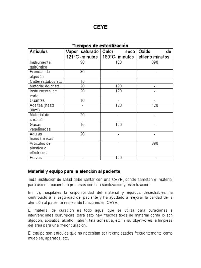 CEYE | PDF | Esterilización (Microbiología) | Vapor