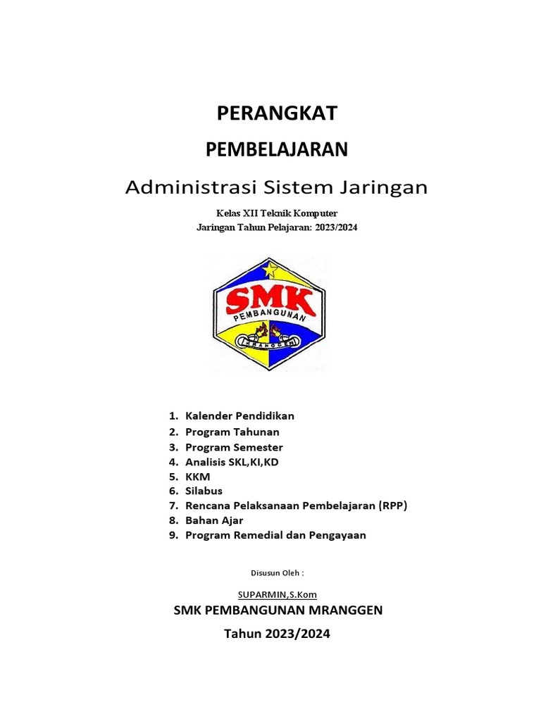 RPP Administrasi Sistem Jaringan Kelas Xii TKJ | PDF RPP Administrasi Sistem Jaringan Kelas Xii TKJ | PDF