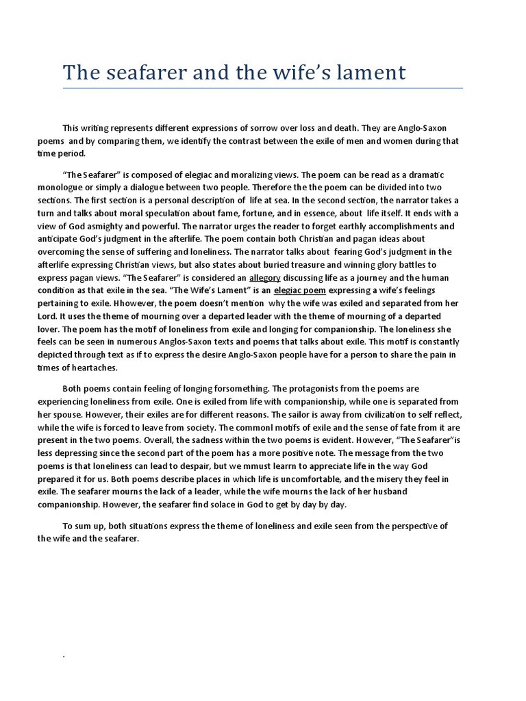 The Seaferar and The Wife's Lament | PDF