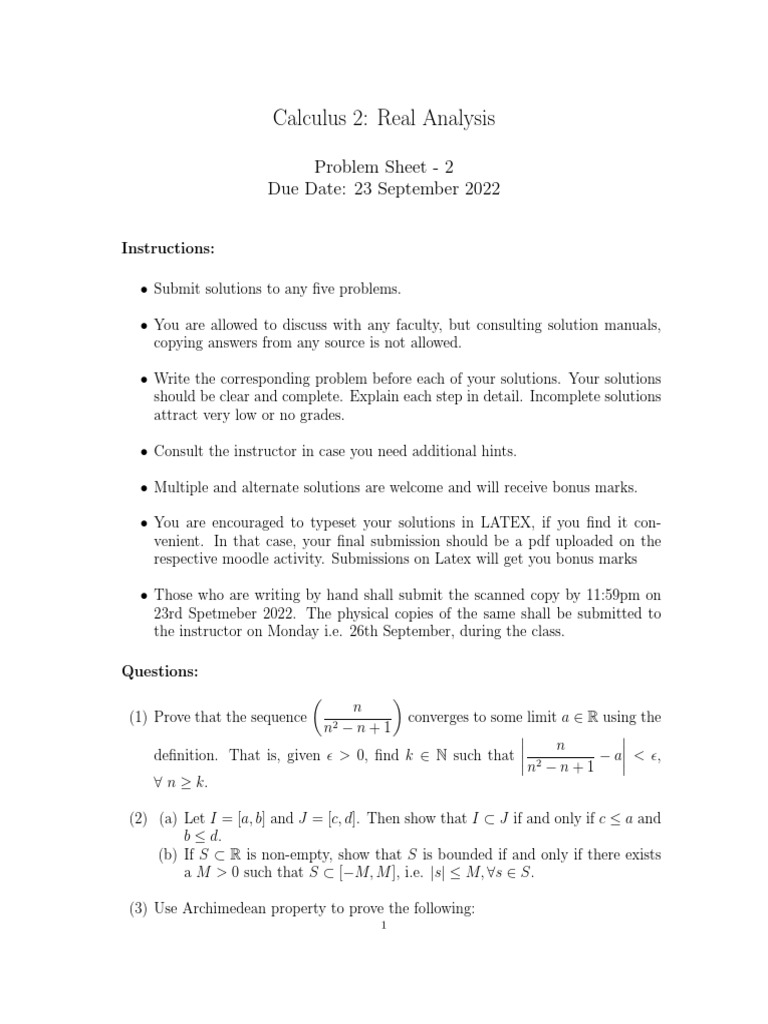 Problem Set - 3 | PDF | Limit (Mathematics) | Sequence