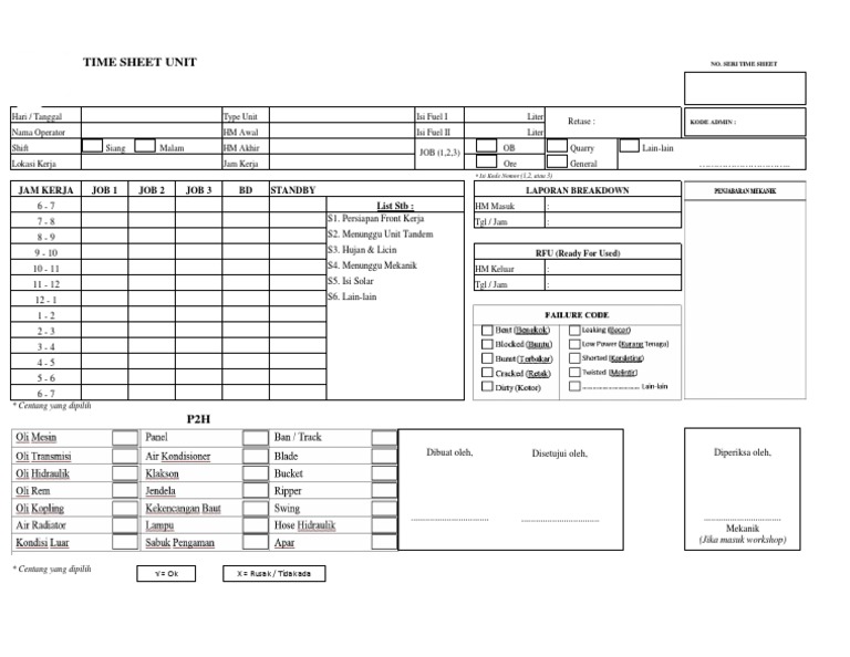 Timesheet Baru Untuk OPERATOR | PDF