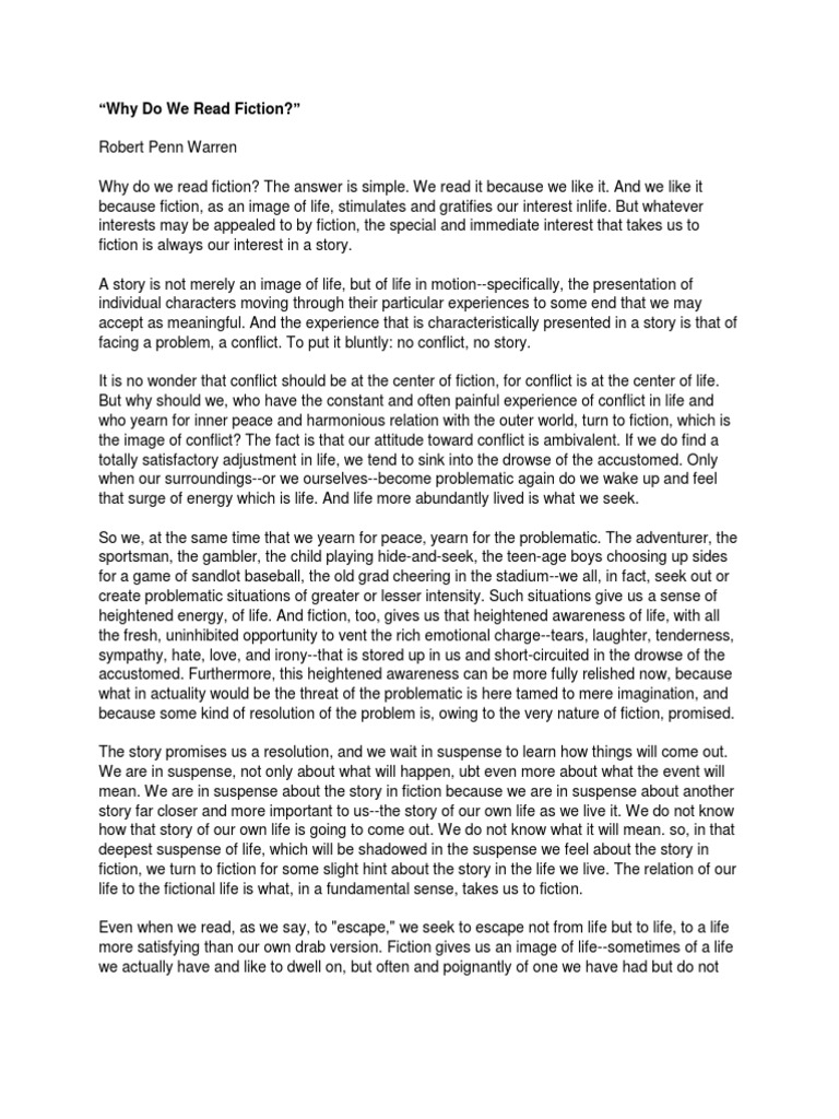 Why Do We Read Fiction | PDF