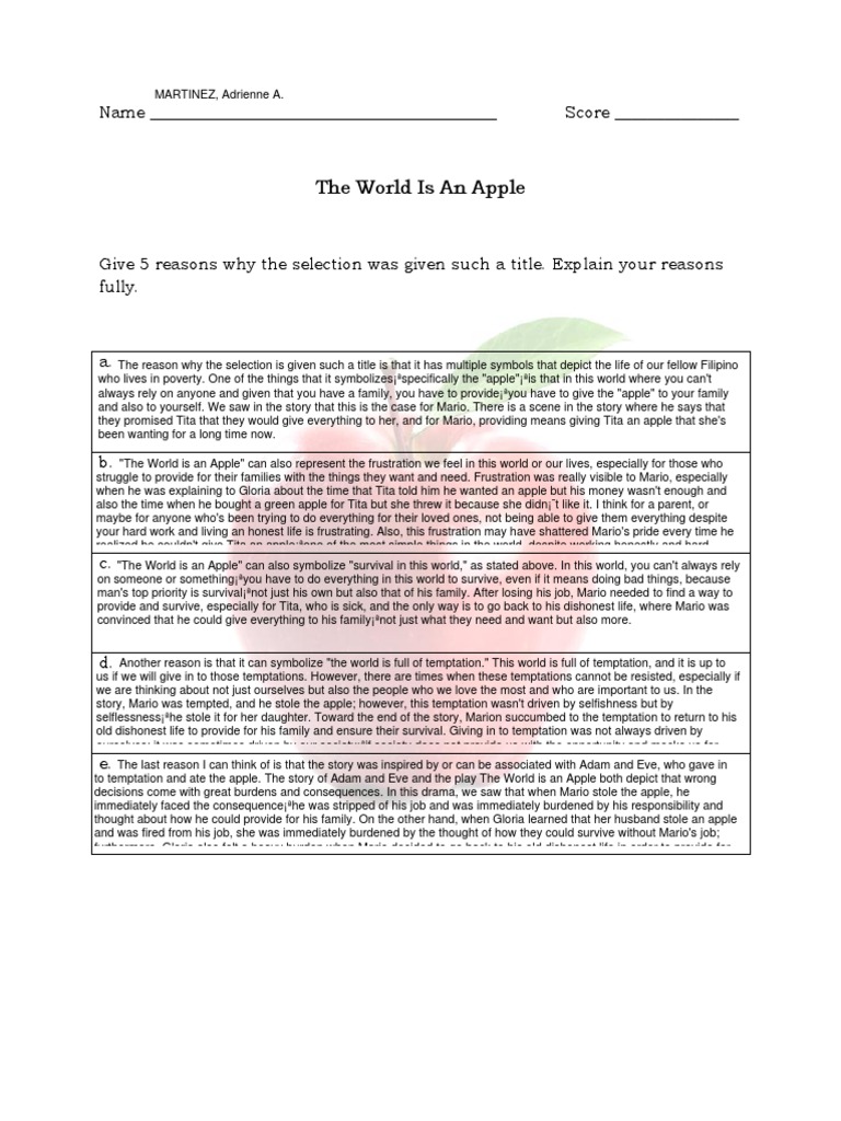 M3 POST TASK 1 - The - World - Is - An - Apple | PDF