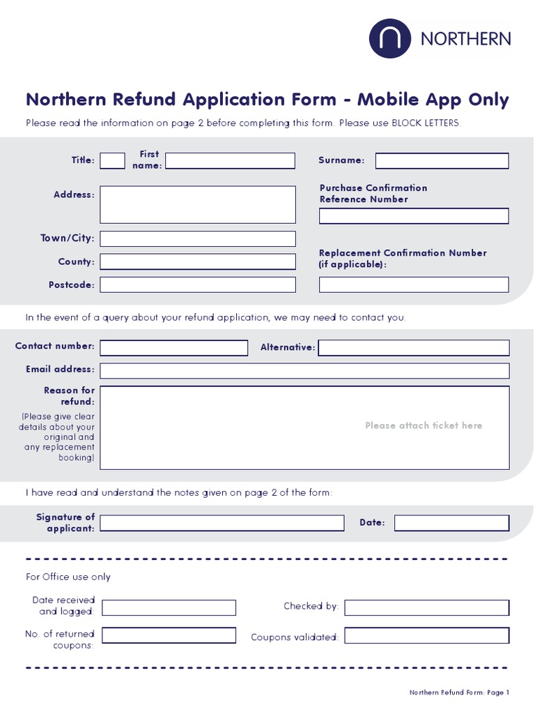 Northern Refund Form Orig | PDF | Transport | Service Industries