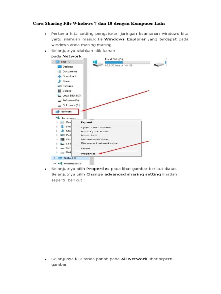 Cara Sharing File Windows 7 Dan 10 Dengan Komputer | PDF