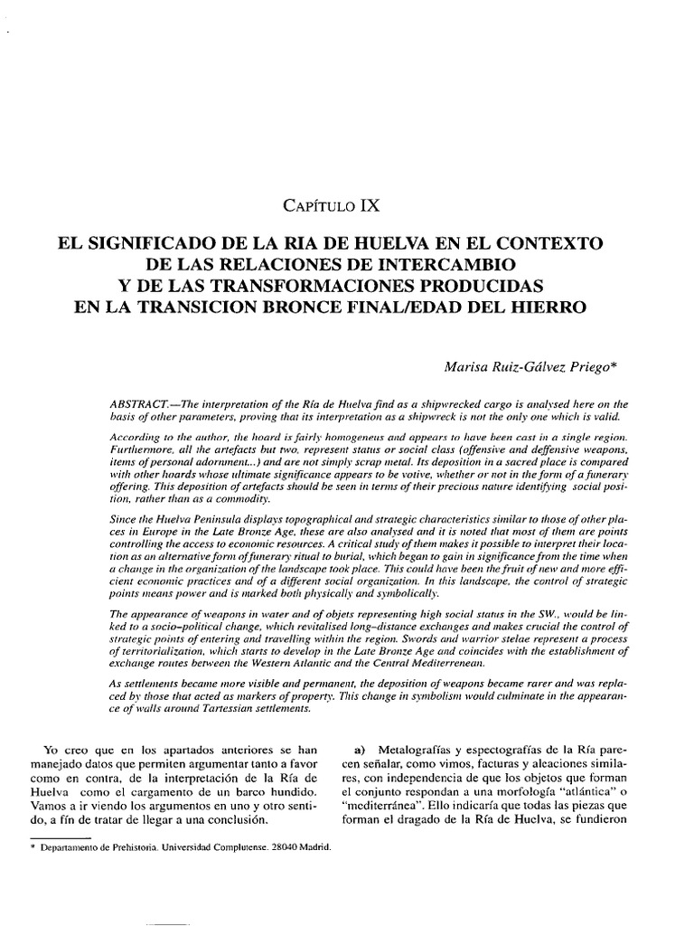 RUIZ-GÁLVEZ PRIEGO, M.L. 1995 - El Significado de La Ría de Huelva | PDF