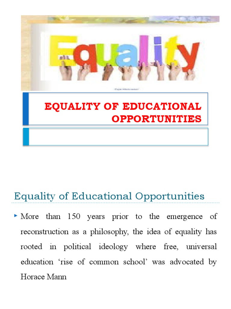 Equality of Educational Opportunities-1 | PDF | Egalitarianism | Social Equality