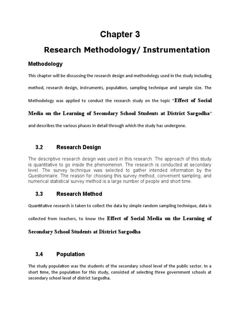 Chapter 3 Edua 630 | PDF | Methodology | Survey Methodology