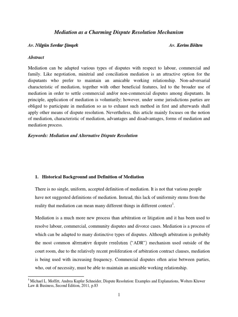 Mediation As A Charming Dispute Resolution Mechanism GSG | PDF ...