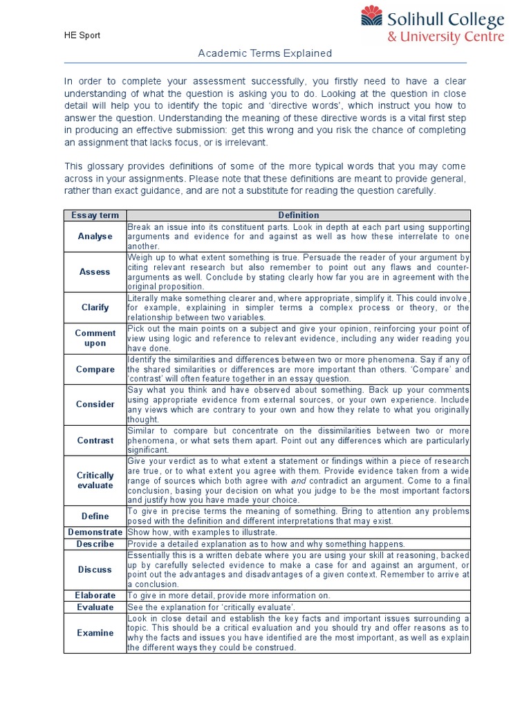Command Verbs Explained | PDF | Argument | Reason