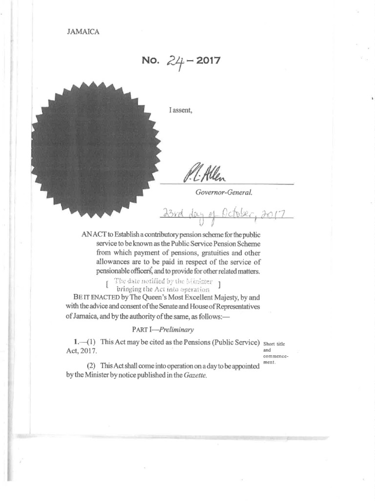 The Pensions (Public Service) Act, 2017 No. 24 | PDF