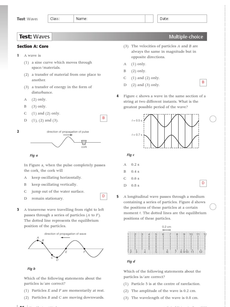 Test: Waves: Section A: Core | PDF | Waves | Wavelength