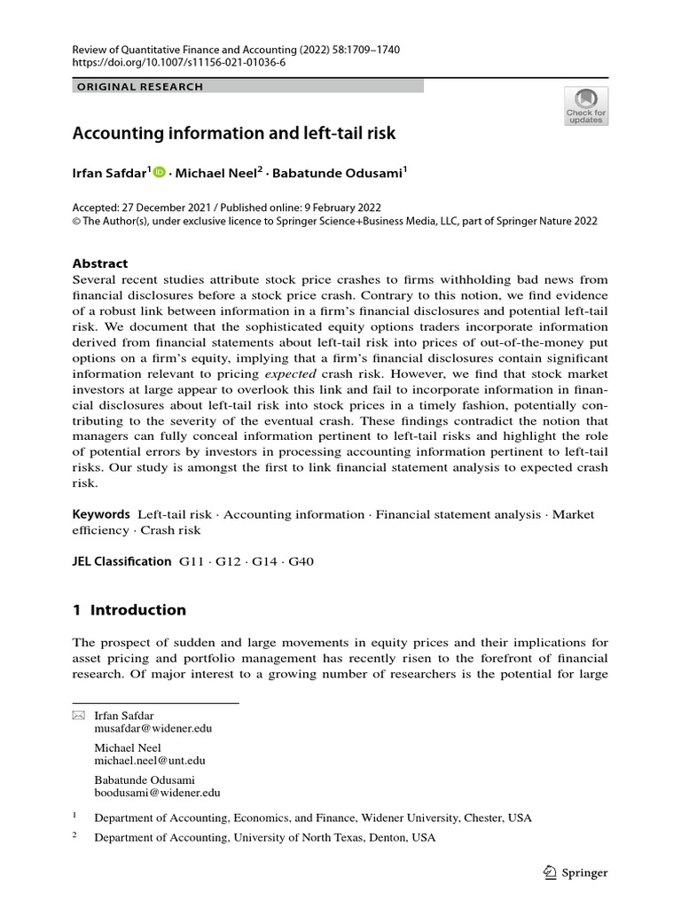Accounting Information and Left Tail Risk | PDF | Option (Finance ...