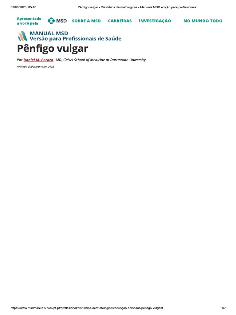 Penfigo Vulgar MANUAL MSD | PDF